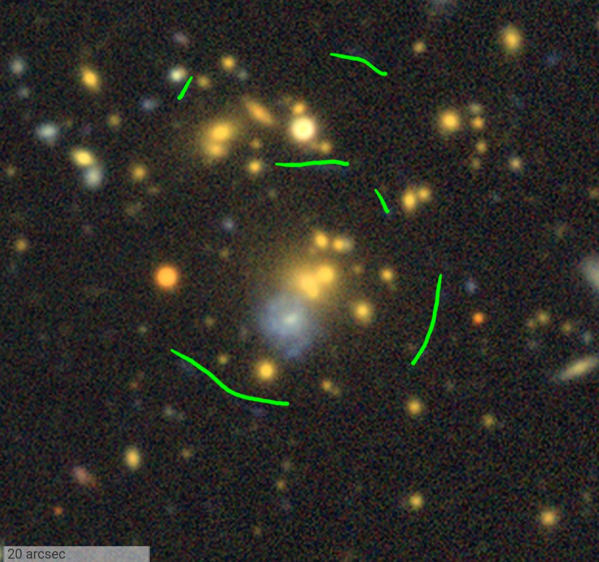 Nest of faint arcs on show)))))) - Gravitational lenses - LegacySurvey ...